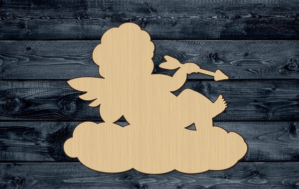 Cupid Cloud Valentine Love Wings Boy Kid Arrow Wood Cutout Shape Silho