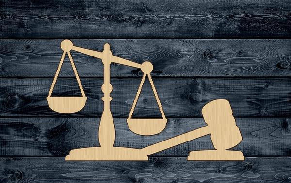 Justice Scale Law Wood Cutout Shape Silhouette Blank Unpainted Sign 1/